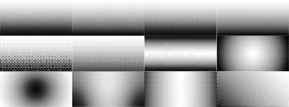 Halftone Linear Gradient and Radial Textures with Dot and Square Patterns, Optical Distortions ...