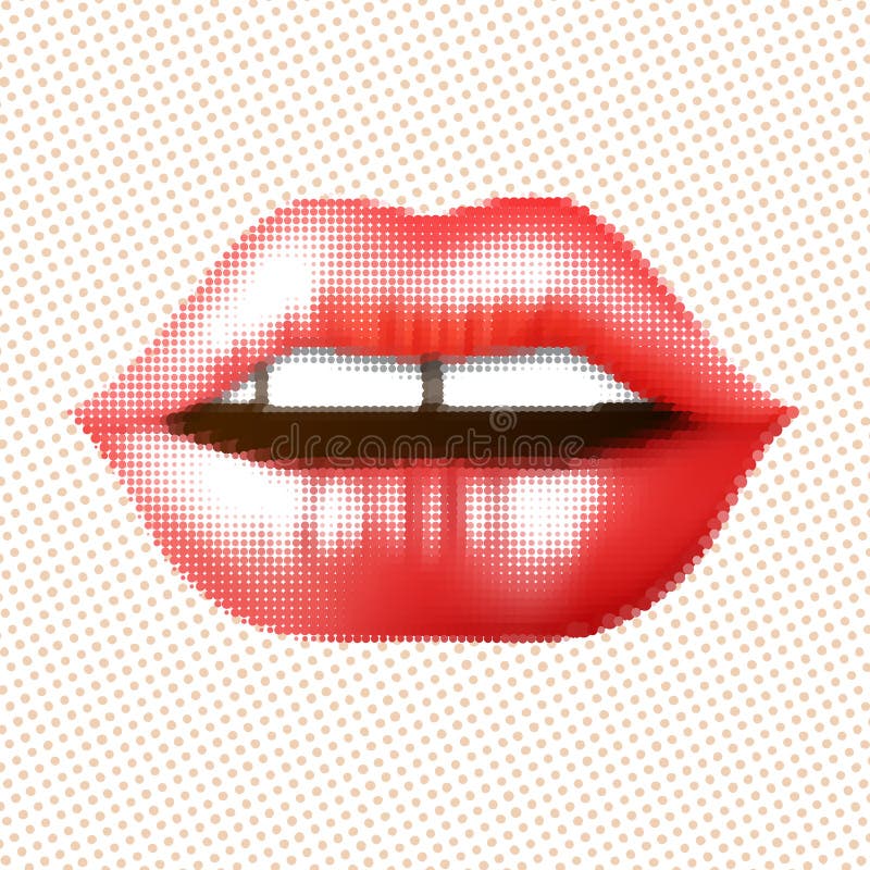 Halftone Lips Set with Punk Elements. Collage Mouth for Banner, Graphic ...