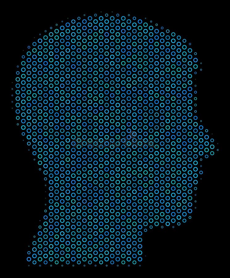 Man Head Profile Mosaic Icon of Halftone Circles Stock Vector ...