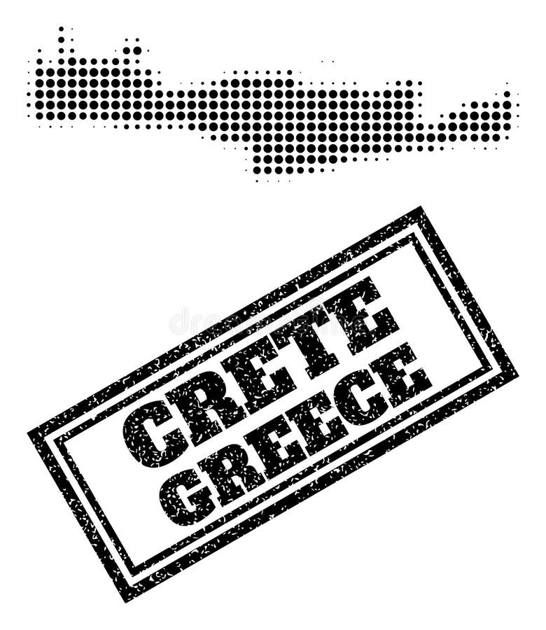 Dot Halftone Crete Island Map Stock Vector - Illustration of geographic ...