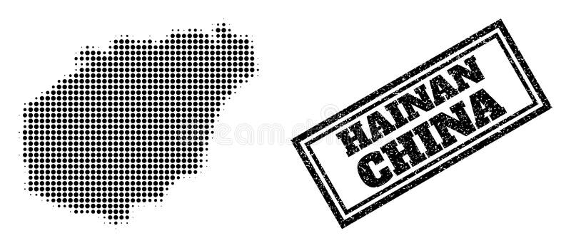 Halftone Map of Hainan Island and Scratched Framed Stamp Seal Stock ... Halftone Map of Hainan Island and Scratched Framed Stamp Seal Stock ...