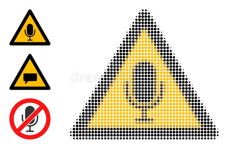 Halftone Dot Vector Microphone Warning Icon Stock Vector - Illustration ...