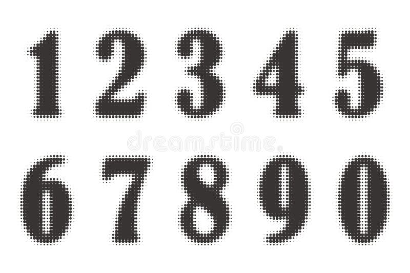 Halftone Numbers. Grunge Font with Pixel Pattern. Typography Numerals ...