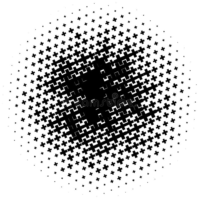 Halftone Pattern Made of Crosses. Monochrome Halftone Pattern / Stock Vector - Illustration of ...
