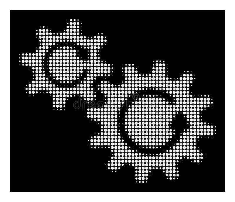 White Halftone Cogs Rotation Icon Stock Vector - Illustration of ...