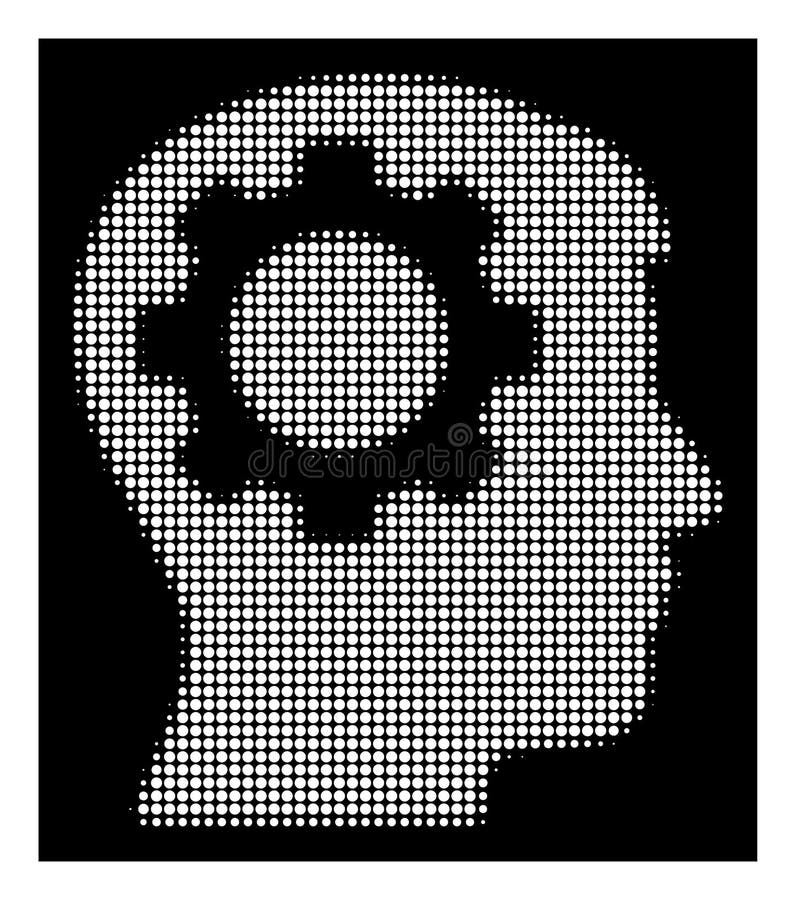 White Halftone Intellect Gear Icon Stock Vector - Illustration of gear ...