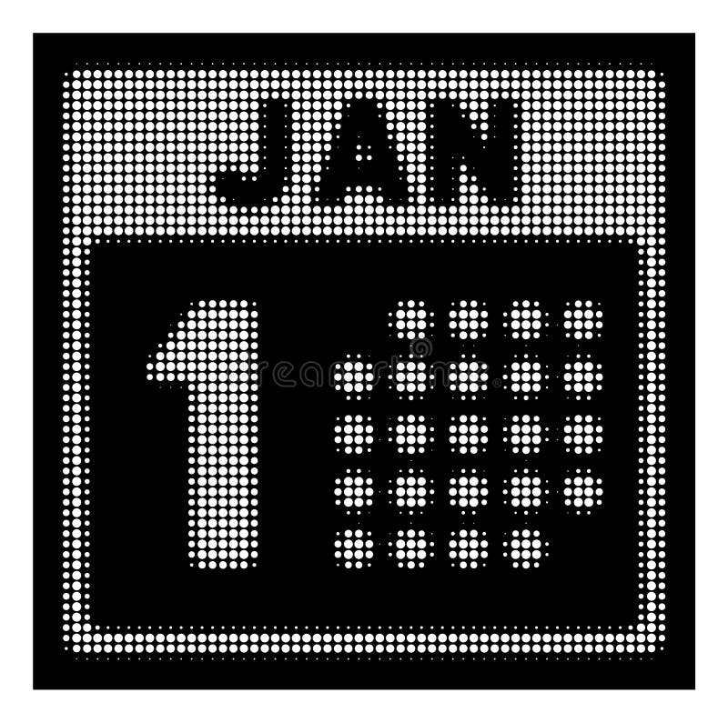White Halftone January First Icon Stock Vector - Illustration of dots ...