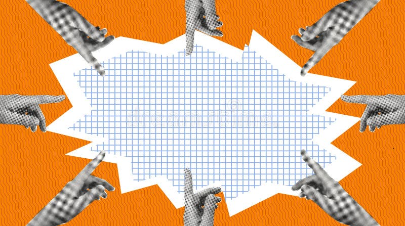 Halftone Poster with Hand. Trendy Vector Pieces. Gesture Signs. Modern ...