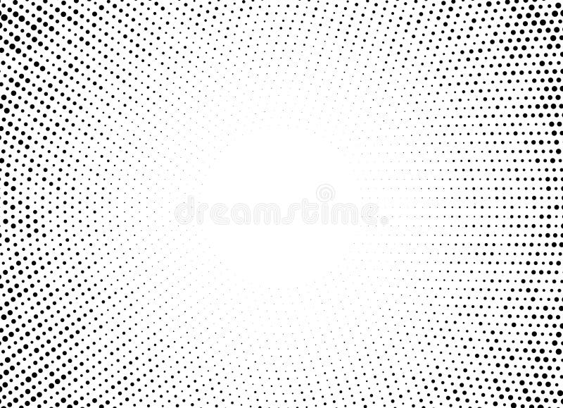 Halftone Radial Circle Dots Frame Horizontal Background. Black Circular Border Halftone Random ...