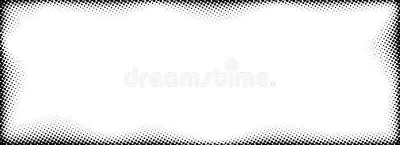Halftone Rectangle Grain Frame. Black Comic Dotted Wavy Border. Pop Art ...