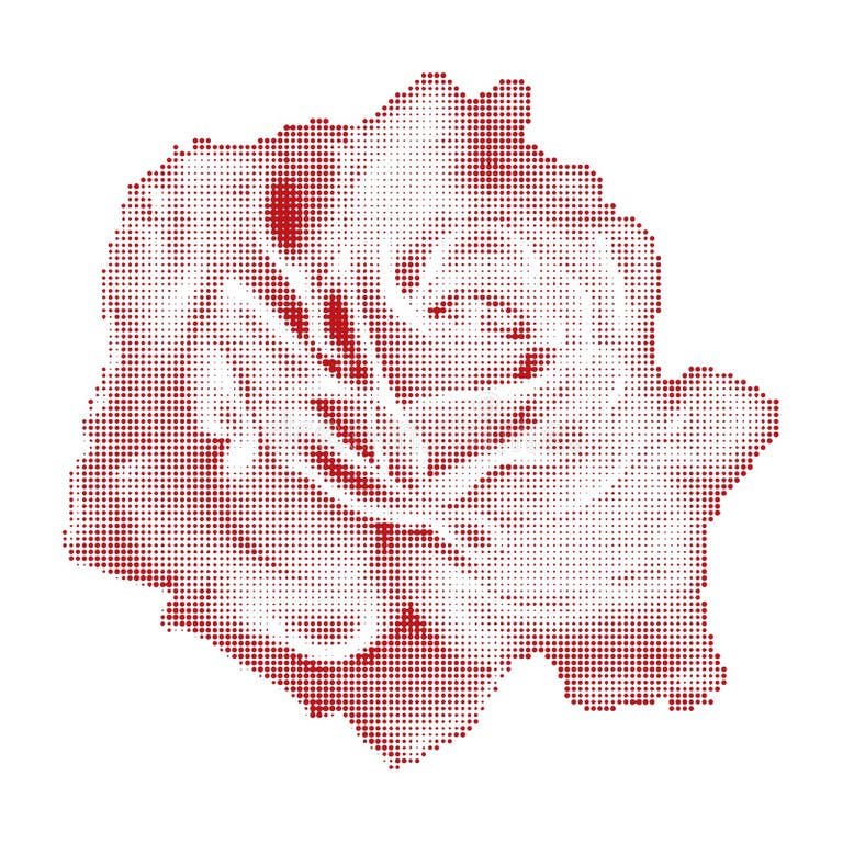 Halftone Rose. Dots Texture Stock Vector - Illustration of floral ...