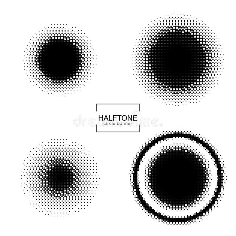 Halftone Round Banner Vector. Stock Vector - Illustration of decorative ...