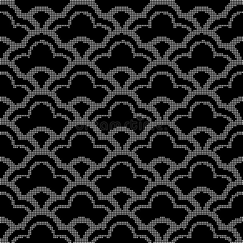 Halftone Round Black Seamless Background Curve Line Scale Stock Vector ...