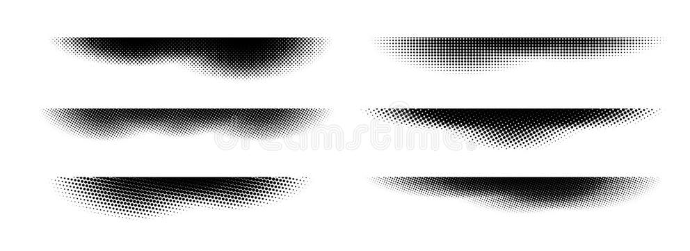 Halftone Shadow Set. Black Dotted Gradient Stripe Collection ...