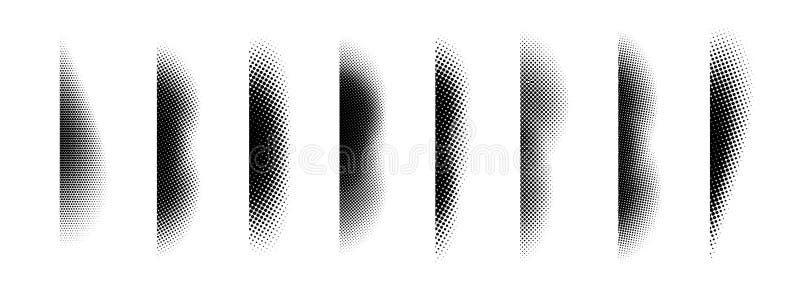 Halftone Shadow Set. Black Dotted Gradient Stripe Collection. Vertical ...