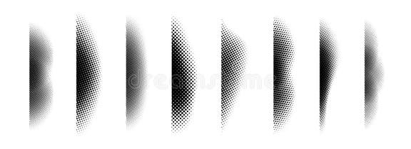 Halftone Shadow Set. Black Dotted Gradient Stripe Collection. Vertical ...