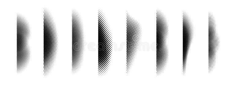 Halftone Shadow Set. Black Dotted Gradient Stripe Collection. Vertical ...