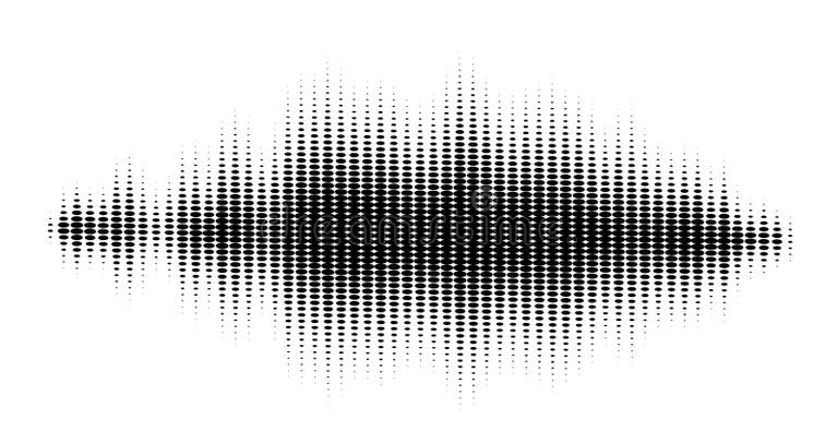 Halftone Sound Wave Black and White Pattern. Vector Halftone Effect ...