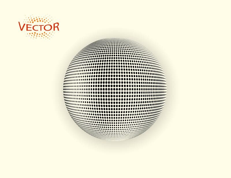 Halftone Sphere. Dot Ball Design Element with Shadow. Vector ...