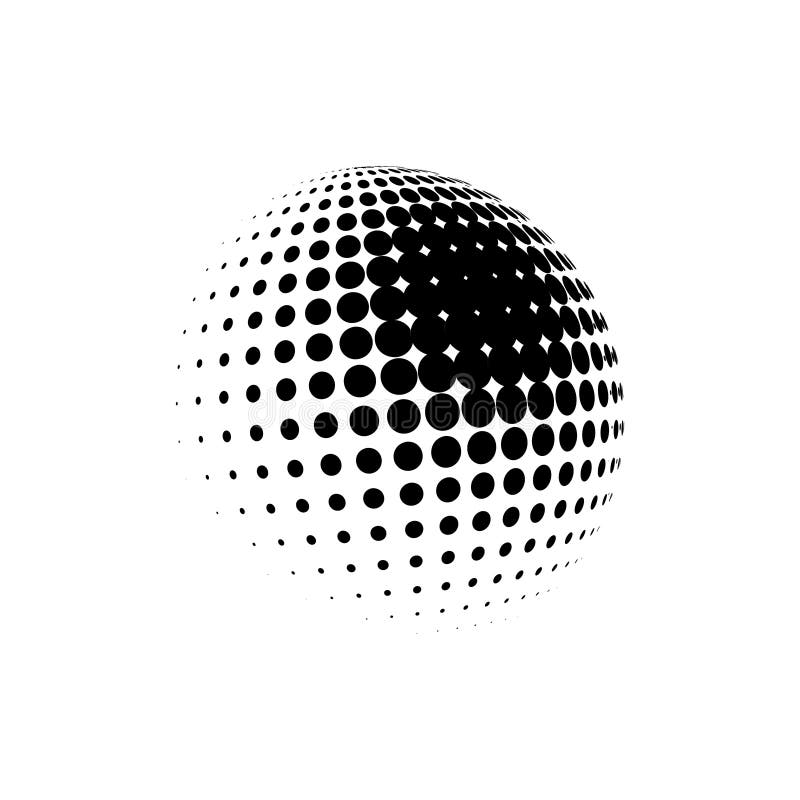 Halftone Sphere Dotted Vector Illustration. Circle Halftone Patterns ...