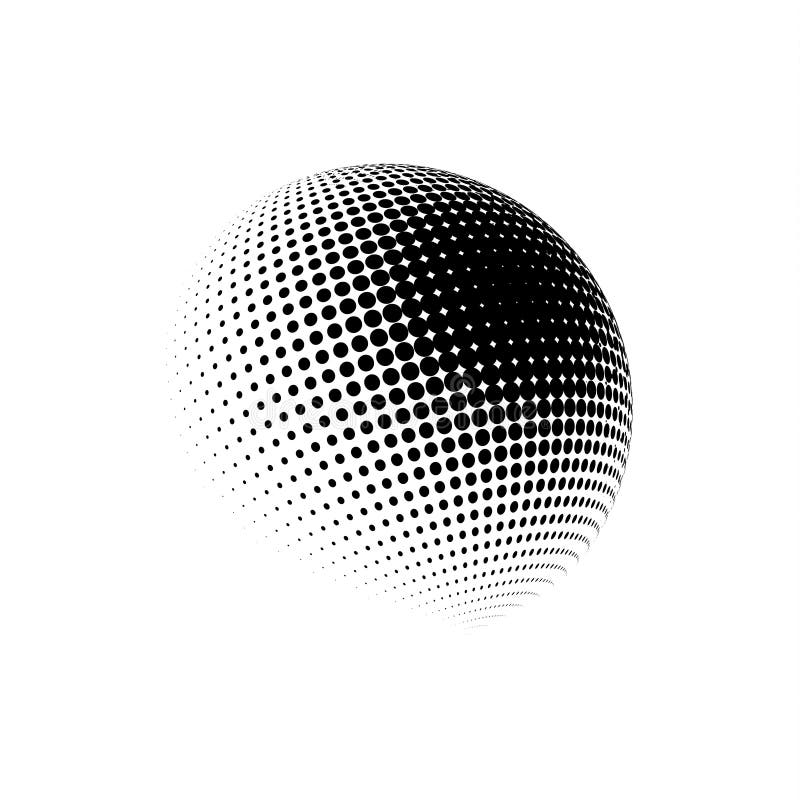 Halftone Sphere Dotted Vector Illustration. Circle Halftone Patterns ...