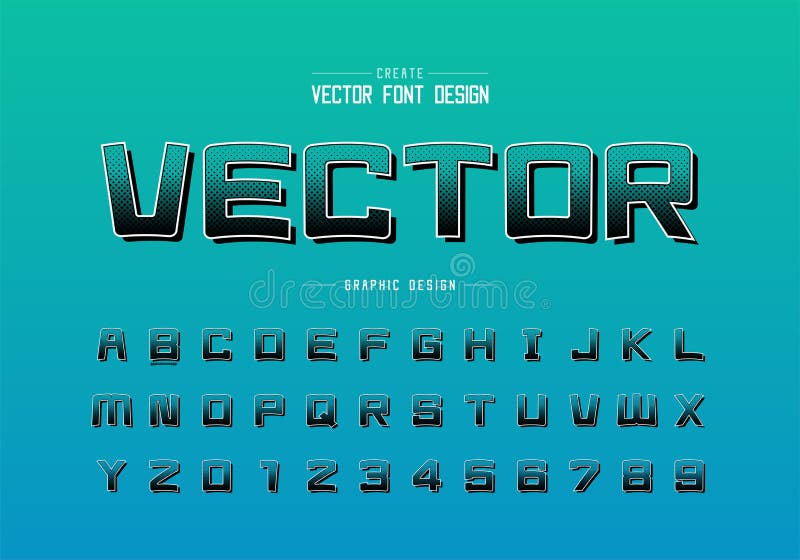 Halftone Square Font And Alphabet Vector Digital Square Typeface Letter And Number Design Stock