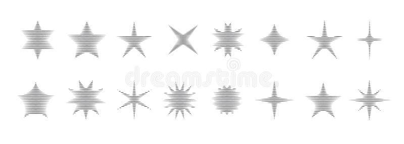 Halftone Star Shapes Symbol Icon Vector Illustration. Sparkles, Shining ...