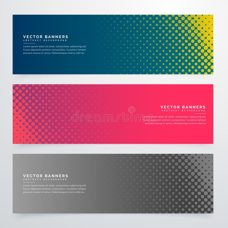 Halftone style banners set stock vector. Illustration of business ...