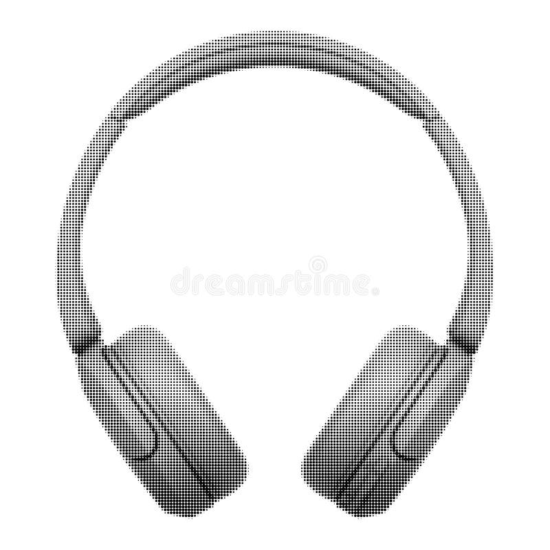 Halftone Style Illustration of Over-ear Headphones Created with a ...
