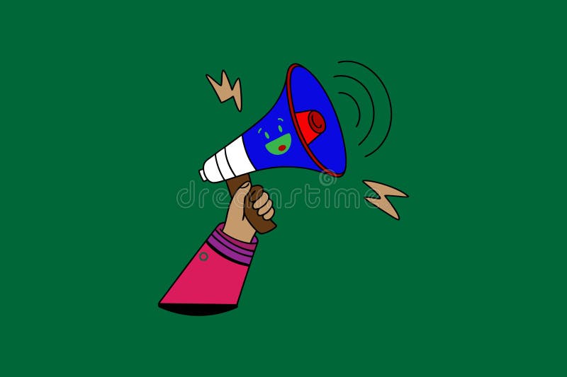 Halftone Megaphone, Loudspeaker in Hand. Advertising Speaker with ...