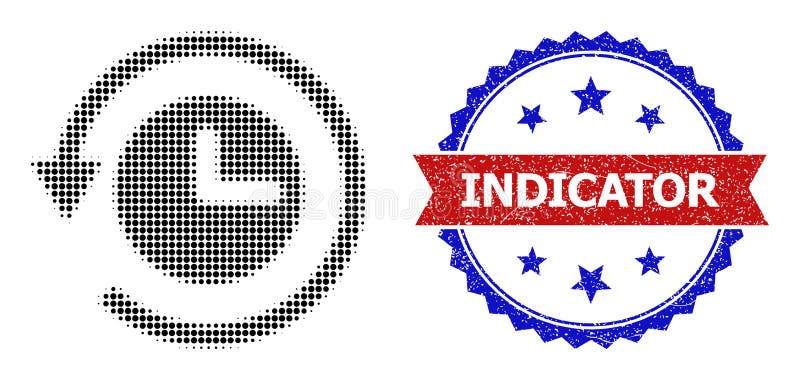 Halftone Time Back Machine Icon and Unclean Bicolor Indicator Stamp ...