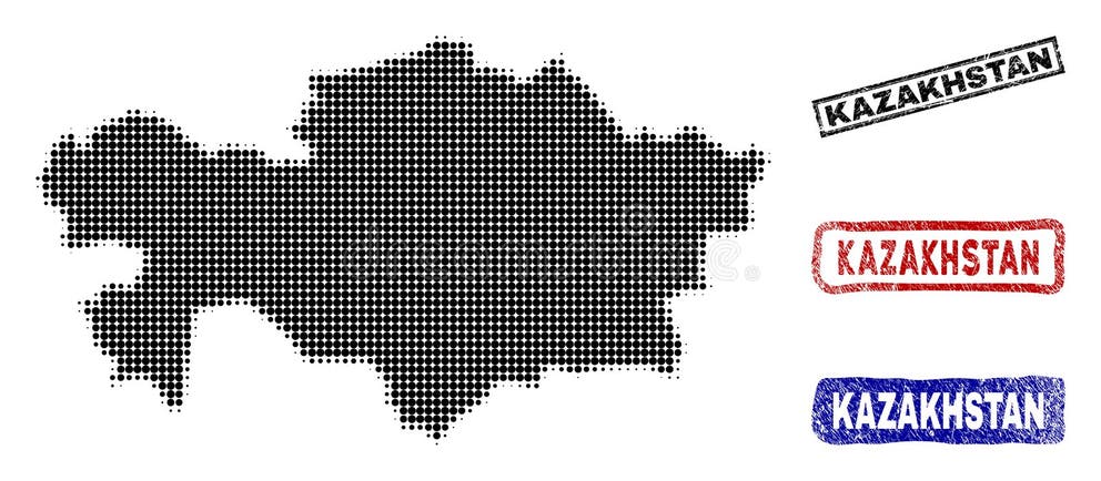 Halftone Kazakhstan Map Stock Illustrations – 21 Halftone Kazakhstan ...