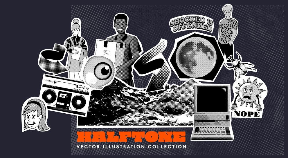 Halftone Vector Grunge Asset Collection Stock Vector - Illustration of ...