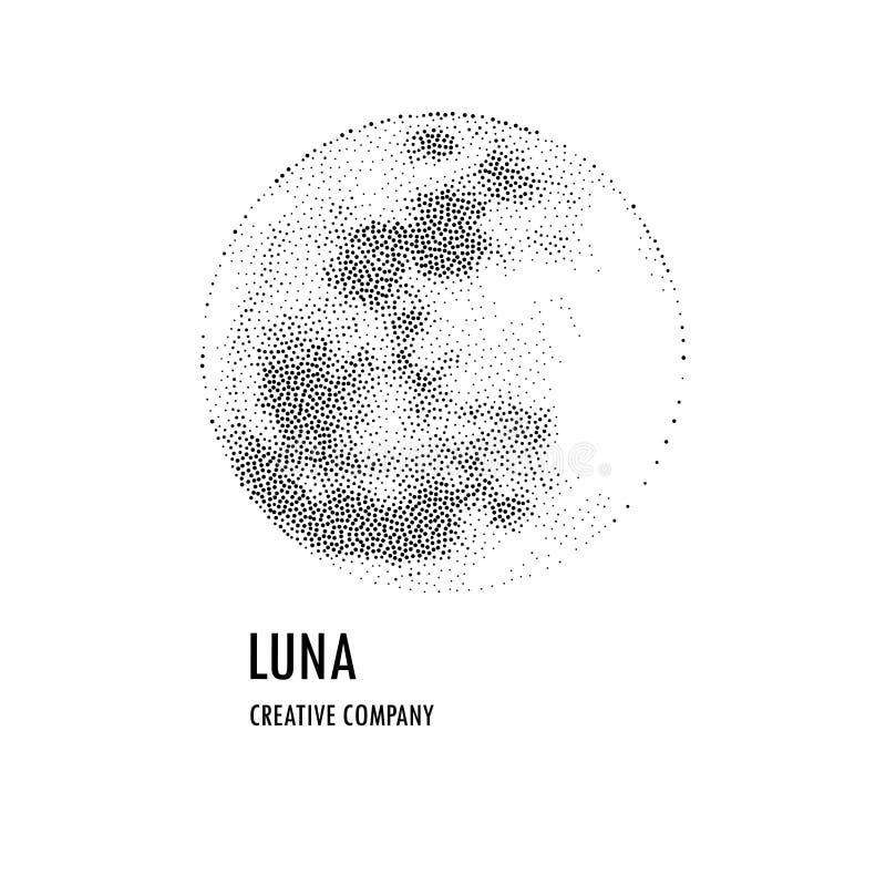 Halftone Vector Illustration of Full Moon, Stipple Stock Vector ...