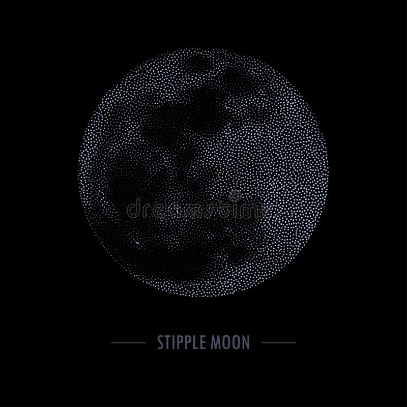 Halftone Vector Illustration of Full Moon, Stipple Stock Vector ...
