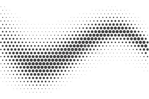 Halftone Vector Wave with Hexagon Pattern. Honeycomb Gradient Fade ...