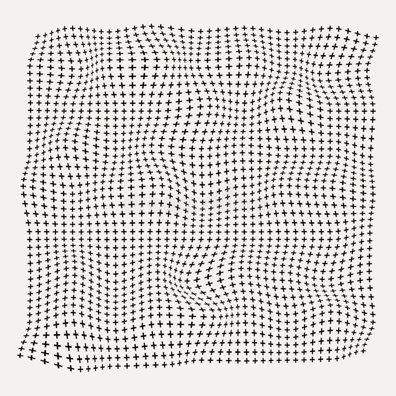 Halftone Waves Plus Symbol Pattern on Old White Background, Rough ...