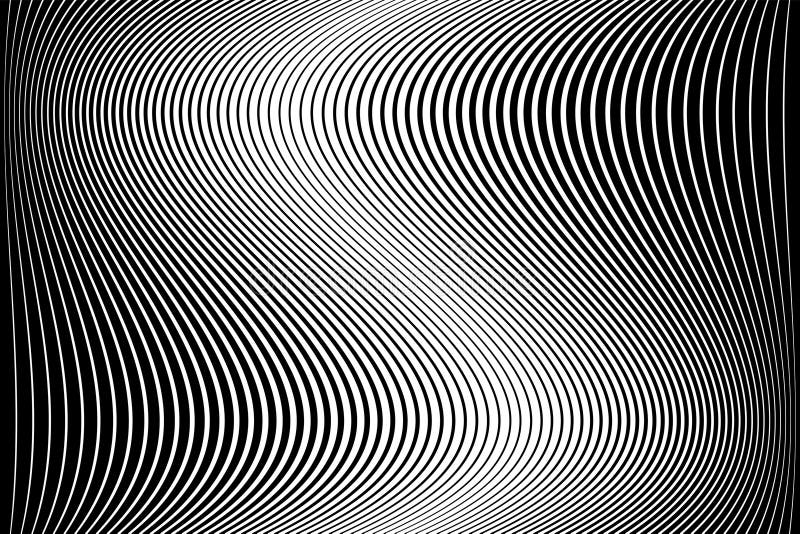 Halftone Wavy Lines Textured Background with 3D Illusion and Twisting ...