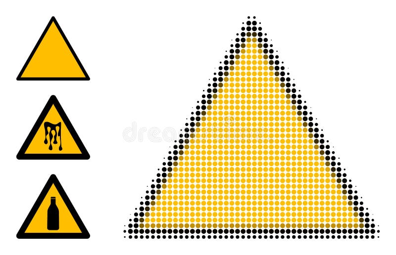 Halftone Dot Vector Yellow Triangle Icon Stock Vector - Illustration of ...