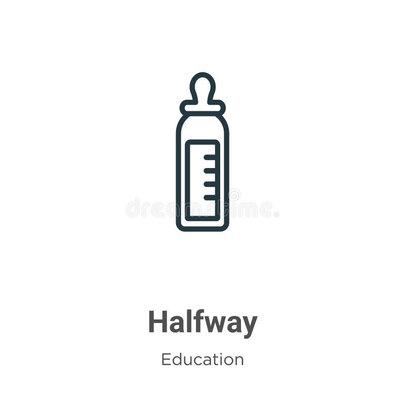 Halfway Outline Vector Icon. Thin Line Black Halfway Icon, Flat Vector ...