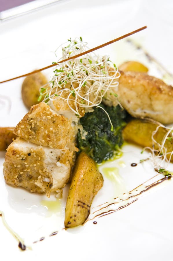 Halibut dish stock image. Image of fine, restaurants - 11738725