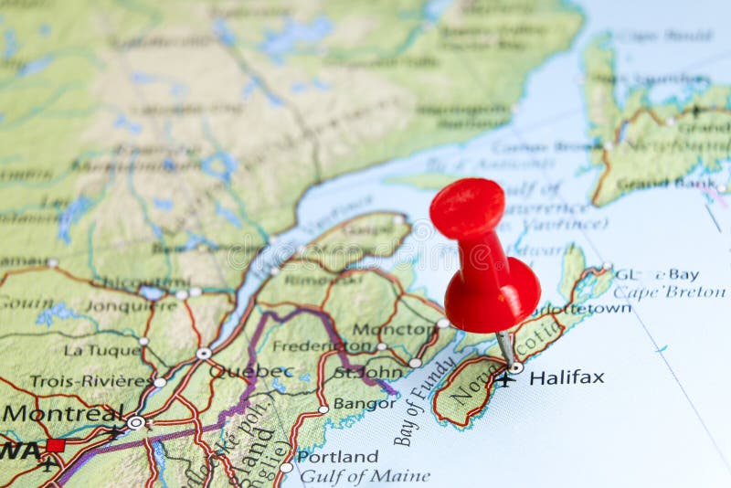 Halifax, Nova Scotia, Canada Pin on Map Stock Image - Image of ...