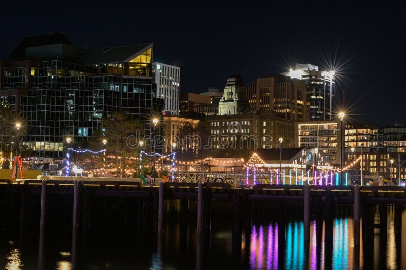 Halifax, Nova Scotia. View of the Night Waterfront of the City Stock ...