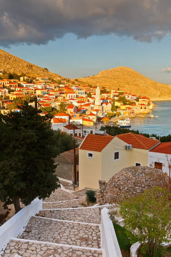 Halki. stock photo. Image of halki, evening, houses, mediterranean ...