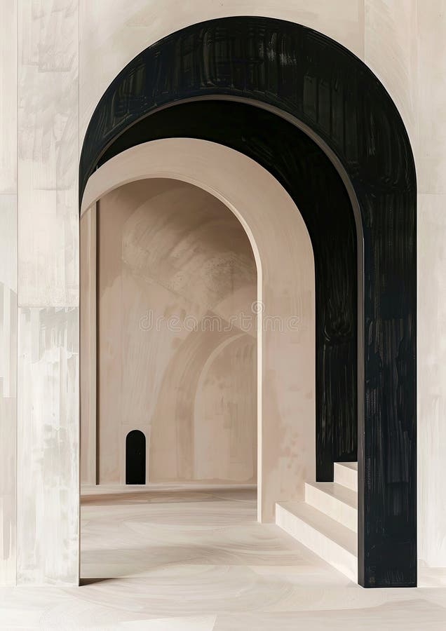 Hall with Arch. Minimalist Interior Design of Modern Home Entryway. AI ...