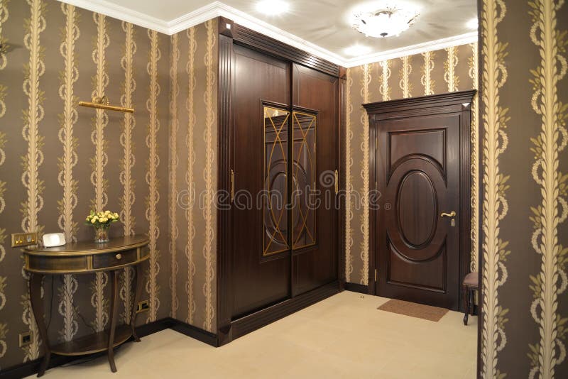 Hall in Brown Tones, Modern Classics Stock Image - Image of mirror ...