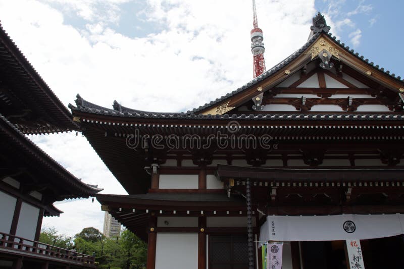 Hall in a Buddhist Temple in Tokyo in Japan Stock Image - Image of roof ...