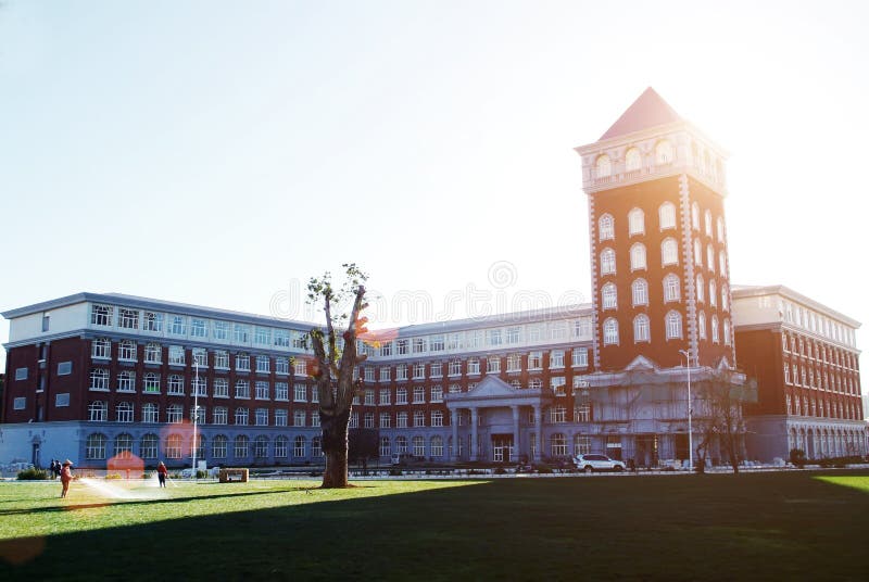 Hall building in college stock image. Image of cloudscape - 63035769