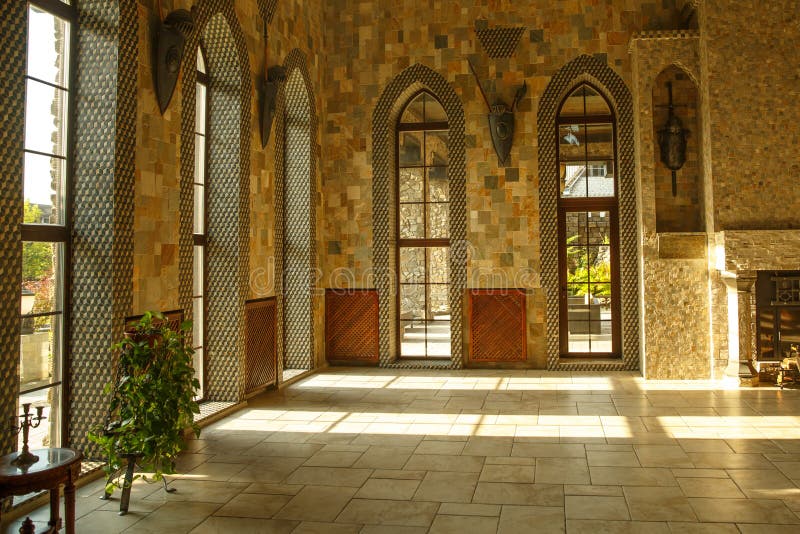 Hall of Castle Palace with Large Windows. Editorial Stock Photo - Image ...