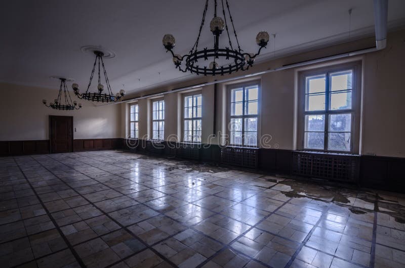 Hall with Chandelier in Barracks Stock Image - Image of forget, urban ...